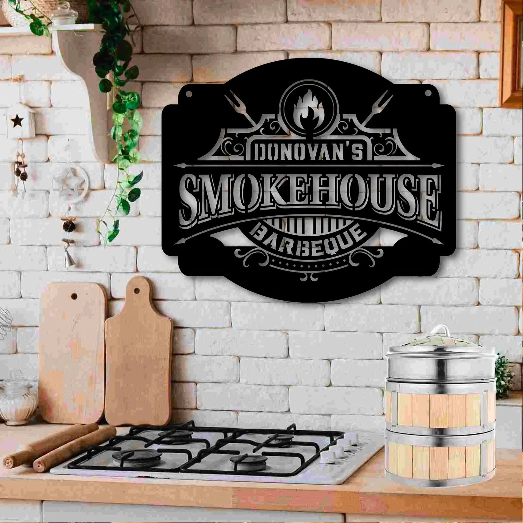 Barbeque Smokehouse Metal Sign - Personalized | Amazing Faith Designs