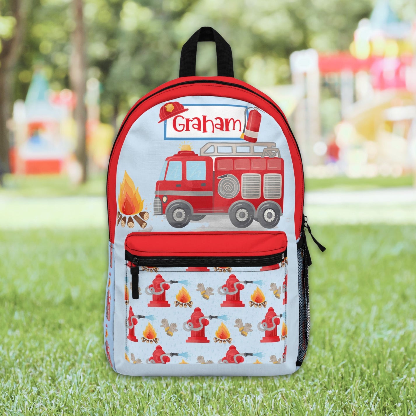 Firetruck Personalized Backpack | Amazing Faith Designs