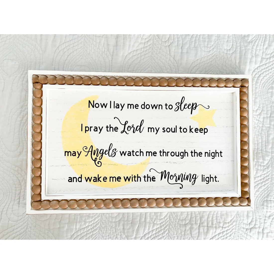 Now I Lay Me Down To Sleep Bedtime Prayer White Wood Nursery Decor ...
